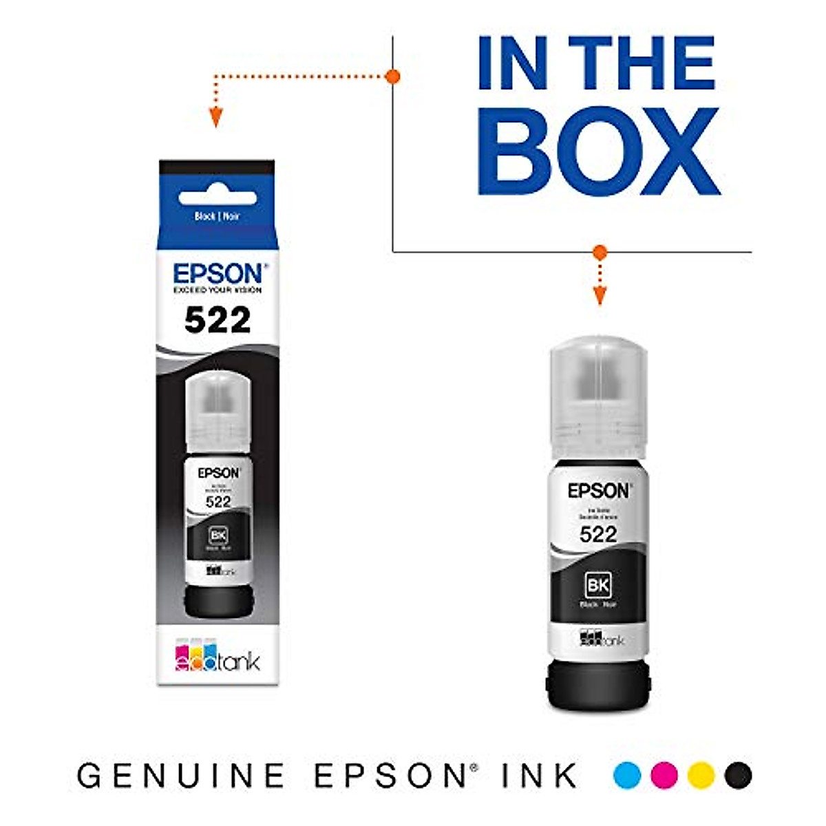 EPSON T522 EcoTank Ink Ultra-high Capacity Bottle Black (T522120-S) for select Epson EcoTank Printers