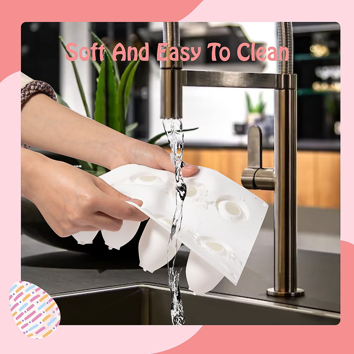 ONNPNN 8 Cavity Easter Egg Silicone Mold, Egg Shape Chocolate Candy Fondant Molds, 3D Food Shape French Dessert Moulds, Creative Easter Eggs Ice Cube Baking Tray for Soap Resin Lotion Bar