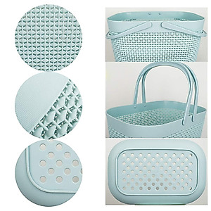 UUJOLY Plastic Organizer Storage Baskets with Handles, Shower Caddy Bins Organizer for Bathroom and kitchen (Blue)