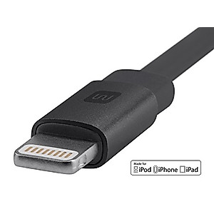Monoprice Apple MFi Certified Flat Lightning to USB Charge & Sync Cable - 3 Feet - Black | iPhone X, 8, 8 Plus, 7, 7 Plus, 6, 6 Plus, 5S - Cabernet Series