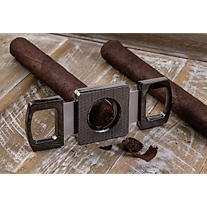 Prestige Import Group - Textured High End Guillotine Cutter - Cuts up to 62 Ring Gauge - Color: Gun Metal