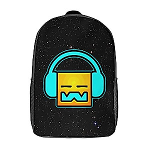 ONBJKPLG Geometry Dash Anime Backpack 17 Inch Cute Funny Bookbag Casual Laptop Daypack for Travel Picnic Camping