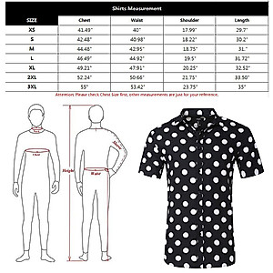 Men's Regular-Fit Short Sleeve Dress Shirt Premium Polka Dot Prints Button Down Casual Cotton Shirts for Men