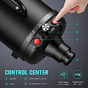 Pet Dryer, 5.2HP/3800W Pet Grooming Dryer with Adjustable Speed and Temperature Control Dog Blow Dryer, Pet Hair Dryer with 3 Nozzle