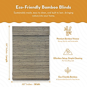 Radiance 2208866E Cordless Roman Shade, 46" W x 64" L, Driftwood