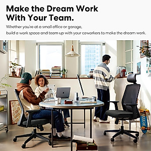 SIDIZ T40 SE Ergonomic Office Chair : Comfortable Home Office Chair for Light Users with Reclining Tilt Lock, Headrest, 3D Armrests, Mesh Back Computer Desk Chair, Alternative Gaming Chair (Gray)