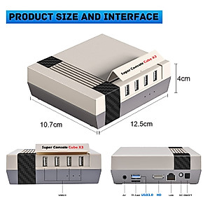 Kinhank Retro Game Console with 100000+Games,Super Console CUBE X3 Video Game Console with EmuElec 4.5/Android 9/CoreE,8K Output,2.4+5G,BT 4.0,Emulator Console Compatible with Most Emulators,Best Gift