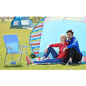 #WEJOY High Back Outdoor Webbed Lawn Concert Beach Folding Chair with Hard Arms Shoulder Strap Pocket for Adults Camping Festival Sand