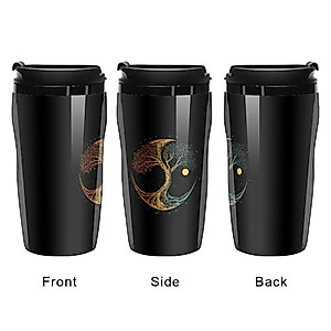 Yin And Yang Tree Travel Coffee Mug Reusable Coffee Cup Tumbler with Lid for Outdoor 250ml