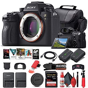Sony Alpha a9 Mirrorless Digital Camera (Body Only) (ILCE9/B) + 64GB Memory Card + NP-FZ-100 Battery + Corel Photo Software + Case + External Charger + Card Reader + HDMI Cable + More (Renewed)