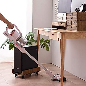 Kirigen Computer Tower Stand Cart - Heavy Duty Desktop Mobile Cart Holder for Computer Host with 4 Mute Caster Wheels - Wood Rolling ATX PC Case Rack, CPU Case Protecting Shelf (ZJJ Dark Brown)