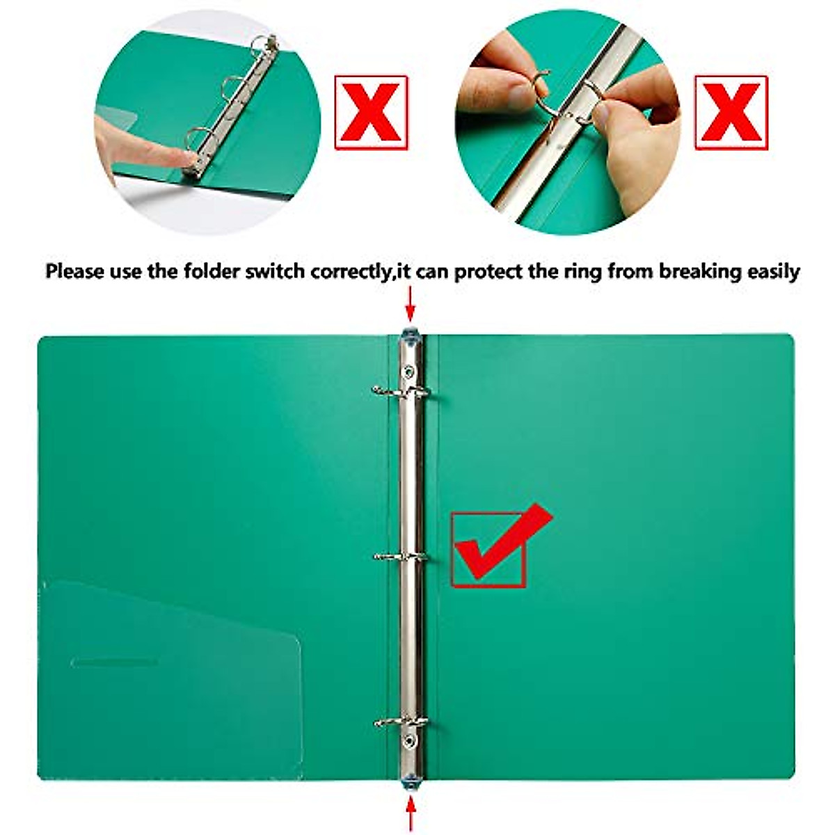 3 Ring Binder, HYUNLAI 3 Ring Binder 1 Inch, 1 Inch Binder Holds 8.5"11" Paper, Round Ring Binder Suitable for School, Home and Office(6 Pack)