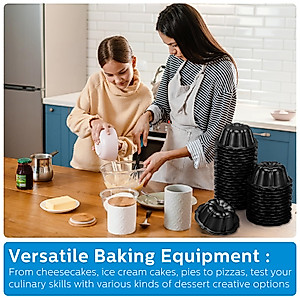 Yungyan 36 Pcs Fluted 4 In Mini Cake Pan Set Nonstick Mini Flan Molds for Baking Small Chocoflan Mold Cake Mold Cup with Flower Shape for Muffin Bavarois Brownie Cupcake Pudding Canele Bread Air Fryer