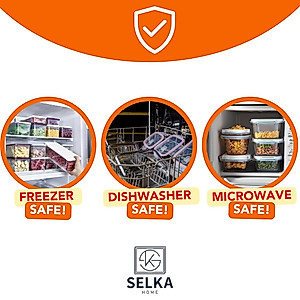Selka Home - Airtight Food Storage Containers with Lids, Freezer Organizer Bins, Nora 4 Piece, 34 Oz, Storage Container, Ecru