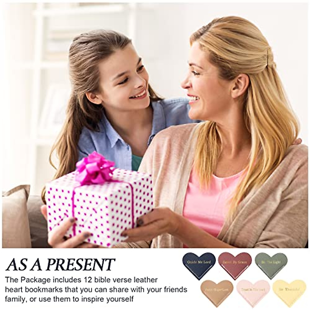 12 Pieces Bible Verse Leather Heart Bookmark Cute Heart Page Corner Bookmarks for Book Lovers Leather Bookmarks Reading Accessories for Office School Home Women Men Bookworm Present Supplies, 6 Styles