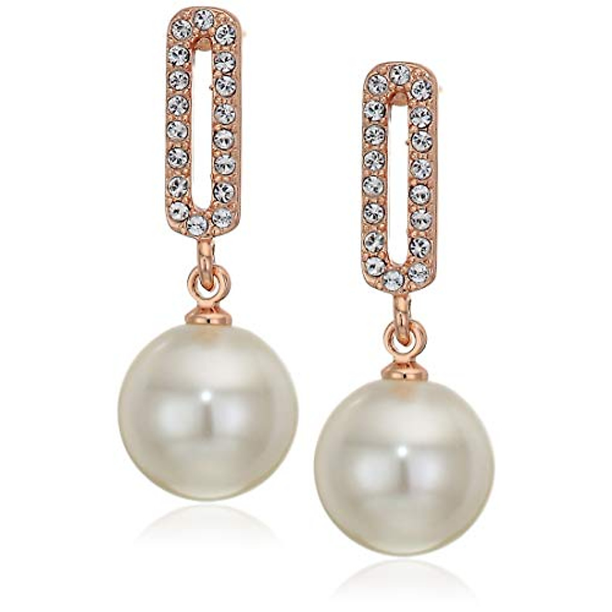 Crystalline Azuria Jewelry Simulated White Pearls Necklace Earrings Bracelet for Women Wedding Party Bridal and Bridesmaid Accessories Rose Gold Plated