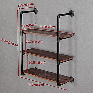 RZGY Industrial Floating Shelves Wall Mount, 3-Tiers Wall Mount Bookshelf Pipe Wall Shelf DIY Storage Shelving, Rustic Pipe Shelving Unit,Wall Book Shelf for Home Organizer