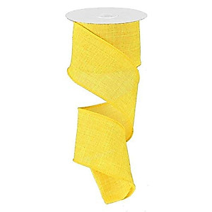 Solid Canvas Wired Edge Ribbon, 10 Yards (Yellow, 2.5 Inches)