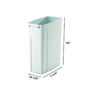 Knape & Vogt QT20PB-WH Replacement Trash Can, 15.8-Inch by 14.2-Inch by 6.6-Inch,White