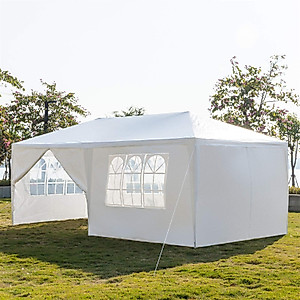 10' x 20'x 8.5'Outdoor White Waterproof Gazebo Canopy Tent with 4 Removable Sidewalls and Windows Heavy Duty Tent for Party Wedding Events Beach BBQ