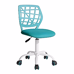 FurnitureR Teens Boys Girls Writing Task Chair Low Mid PP Mesh Back Fabric Seat,Home Children Study Chair (Turquoise, 1pc)