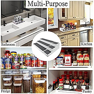 CiWiVOKi 3 Tier Expandable Spice Rack Organizer, Non Skid Spice Storage Shelf Kitchen Organizer for Kitchen Cabinet, Cupboard, Pantry, 2 Packs