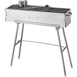 Happybuy Folded Portable Charcoal BBQ Grill,34x8 inches Outdoor Barbecue Camping Grill,Stainless Steel Kebab Grill, Folding Grill, Perfect for Home Ourdoor Travel Use