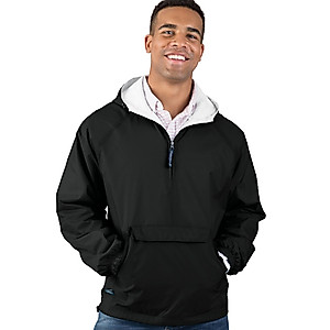 Charles River Apparel Wind & Water-Resistant Pullover Rain Jacket (Reg/Ext Sizes), Black, XL