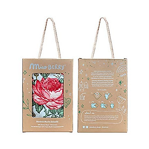 Bamboo Cotton Muslin Floral Swaddle Blankets Girl with Headband| Hospital Newborn Baby Receiving Blanket| Silky Soft Large 47’’X47’’| Newborn Baby Nursery Swaddle Wrap |Birth Announcement Card