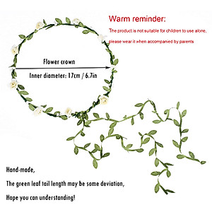 AWAYTR Fashion for Bohemian Style Wedding Bride Bridal Headdress Floral Flower Garland Headwear Headbands (Cream white)