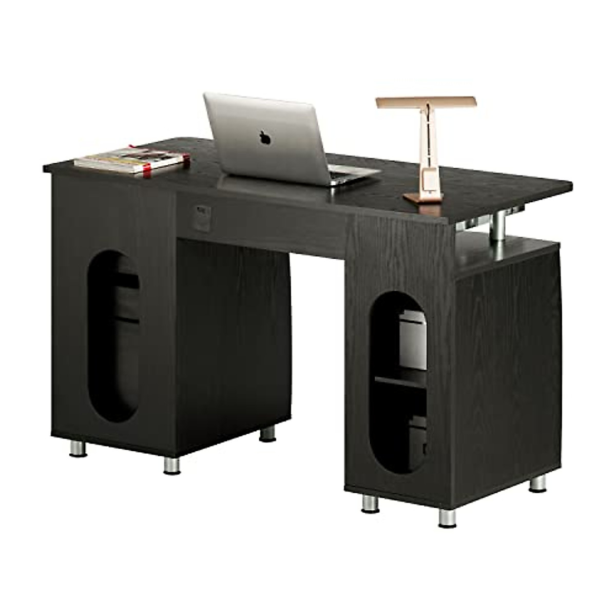 Techni Mobili 47.25" Ergonomic Computer Drawers & File Cabinet for Home Office Storage, Espresso Writing Desk, ONE Size