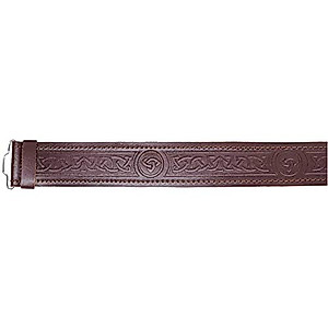 Leather Kilt Belt Scottish Embossed Highland Brown without Buckle Size AAR (Large)