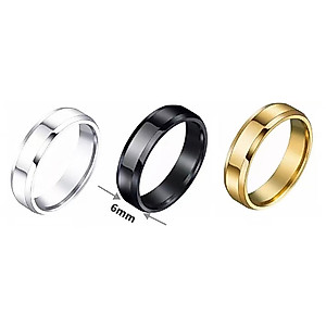 3pcs Titanium Steel Rings, 4mm/6mm/8mm Rings for Men and Women, Stainless Steel Rings, Engagement Rings, Matching Rings, Decorative Rings, Graduation Gifts Birthday Gifts Holiday Gifts (6mm, 10)