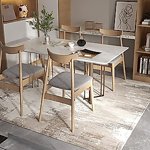 OIGAE Machine Washable Rug 9'x12', Ultra-Thin Foldable Abstract Modern Area Rug, Stain Resistant Anti Slip Backing Rugs for Living Room&Bedroom&Dining Room, Brown