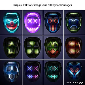 AMIMA LED Face Mask Gesture Sensing Transforming Men Women Kids LED Light Up Face Transforming Mask for Halloween Parties Masquerades (LED MASK 01)