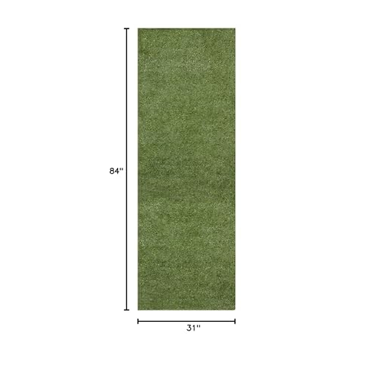 Sweet Home Stores Waterproof Easy-Clean Solid Grass 3x7 Indoor/Outdoor Artificial Grass Runner Rug, 2'7" x 7', Green