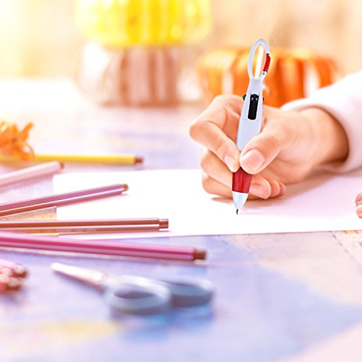 Retractable Shuttle Pens with Carabiner Clip - Pack of 12 Bulk Mini 4-in-1 Multi-Colored Ink Ballpoint Pens with Keychain for Adults, Kids, Nurses, School, Stocking Stuffer Gifts, Party Favors