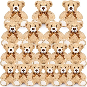 Zhanmai 18 Pcs 14 Inch Bears Stuffed Animal 2024 Graduation Gifts Bulk Plush Bear Toys for Birthday Baby Shower Party Favor(Light Brown)