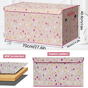 VERONLY Extra Large Toy Box Storage for Girls - Collapsible Magnetic Kids Toy Chest Boxes with Lids,Sturdy Pink Toy Bin Organizer for Closet, Nursery,Playroom,Office, MDF(106L Pink)