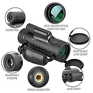 Monocular Telescope High Power 8x42 Monoculars Scope Compact Portable Waterproof Fogproof Shockproof with Hand Strap for Adults Kids Bird Watching Hunting Camping Hiking Travling Wildlife Secenery