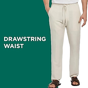 Cubavera Men's Linen-Blend Pants with Drawstring (Size Small-5X Big & Tall), Brilliant White, 2X/30 Inseam