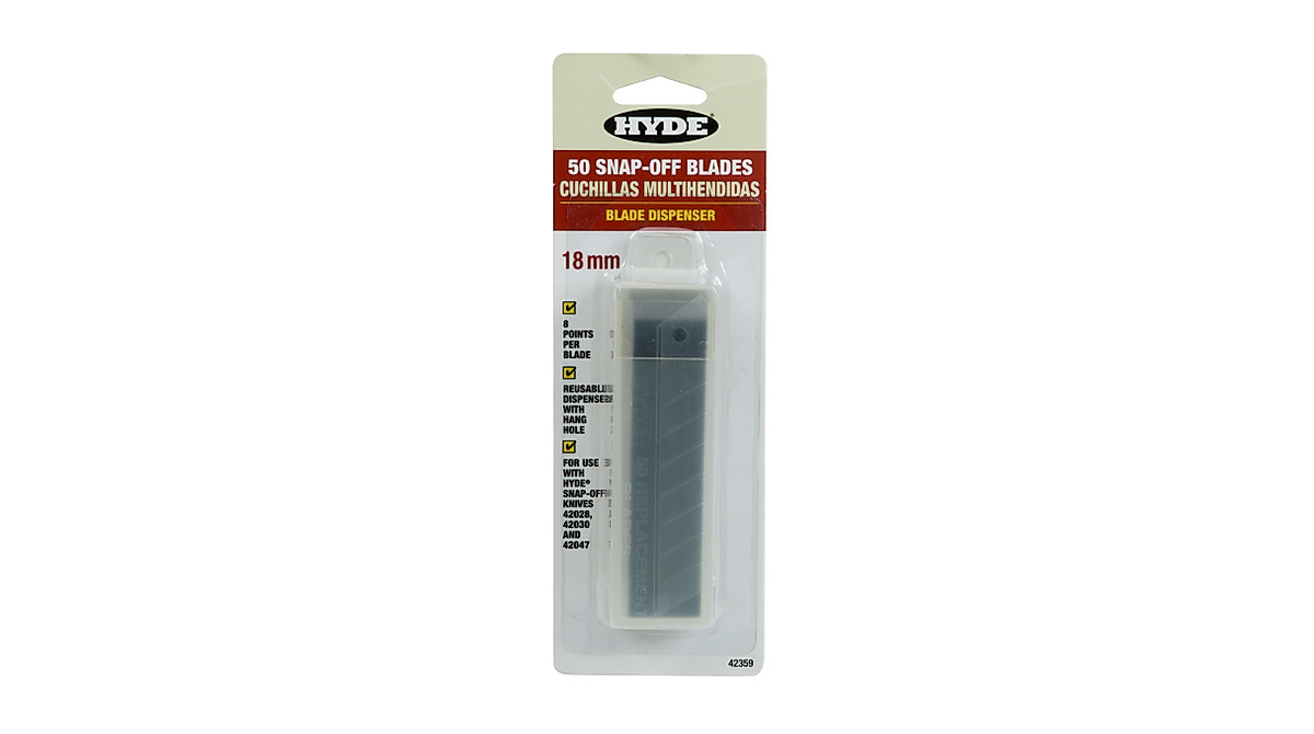 HYDE 42359 Replacement 18mm Blades Dispenser - 50 Sharp Blades