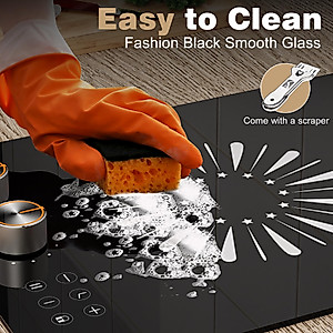 Karinear 110V Electric Cooktop 2 Burners, 12 Inch Electric Stove with Plug in, Countertop & Built-in Ceramic Stove Top, Knob and Sensor Touch Control, Multifunctional Radiant Stove