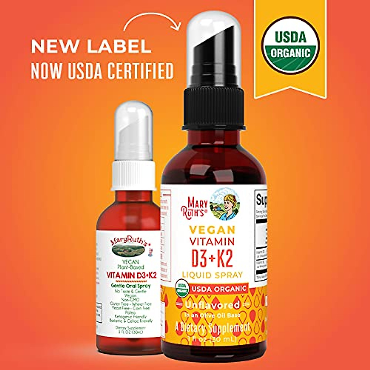 Vitamin D3 | Vitamin K2 | Vitamin D3 K2 Spray | K2 D3 Vitamin Liquid Supplement for Adults & Kids | Supplement for Calcium Absorption Strong Bones | Vegan | Non-GMO | Gluten Free | 1 Fl Oz