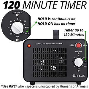 Alpine Air Ozone Generator 5000-10000 mg/h Adjustable Ozone Machine Odor Removal Double O3 Residential & Commercial Grade Odor Eliminator, Ozone Generator for Car, Home, Smoke, Hotels, Farms and Pets