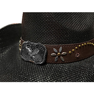 Western Outback Cowboy Hat Men's Women's Style Straw Felt Canvas (Black Eagle)