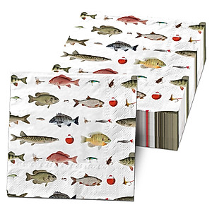 Fish Birthday Party Decorations - 40Pcs Gone Fishing Party Napkins Disposable Fish Theme Napkins for Boy Girl Baby Shower,Under The sea,Gone Fishing Birthday Party Supplie…