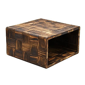 Owlgift Wooden Rustic Burnt Waste Basket Trash Bin, Rectangular Wastebaskets, Bathroom Garbage Can, Bedroom Dorm Recycle Office Can Wastebasket Décor, 5.3" x 10" 9.5"