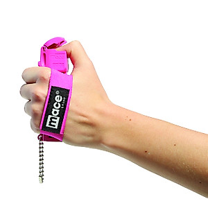 Mace Brand Police Strength OC Pepper Spray (2 Pack, Hot Pink) – 12’ Powerful Pepper Spray for Women with Adjustable Hand Strap & Keychain, Leaves UV Dye on Skin – Mace Spray Self Defense, Made in USA