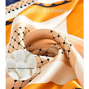 kcctoo 27.5" Mulberry Silk Feeling Head Scarf Women's Fashion Square Neck Satin Scarfs for Bag Hair Scarves Gift